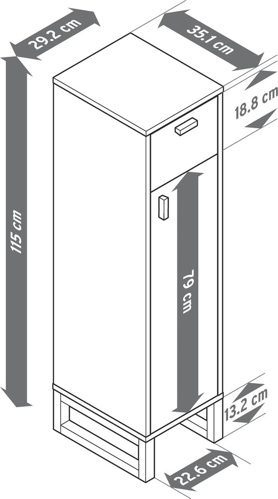 Tchibo - Odkládací koupelnová skříňka se zásuvkou a dvířky - barva: bílá