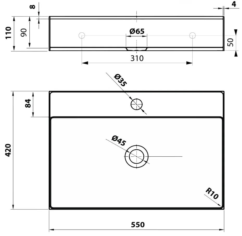 Umyvadlo nerezové ve stříbrné barvě 55x42 cm Aurum – Sapho