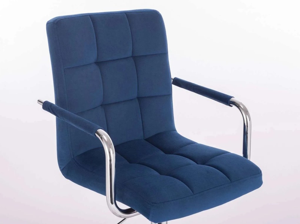 LuxuryForm DESIGN Otočná židle VERONA VELUR na stříbrné podstavě s kolečky - modrá