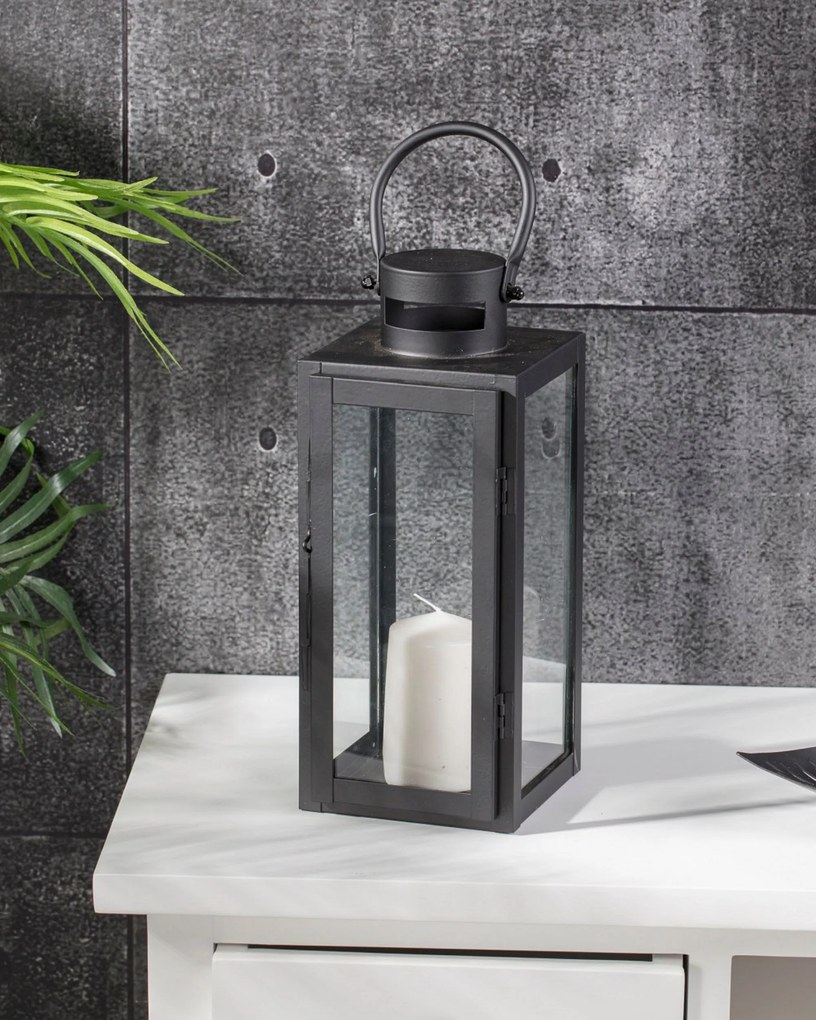 Kovová lucerna Elegance black výška 30cm