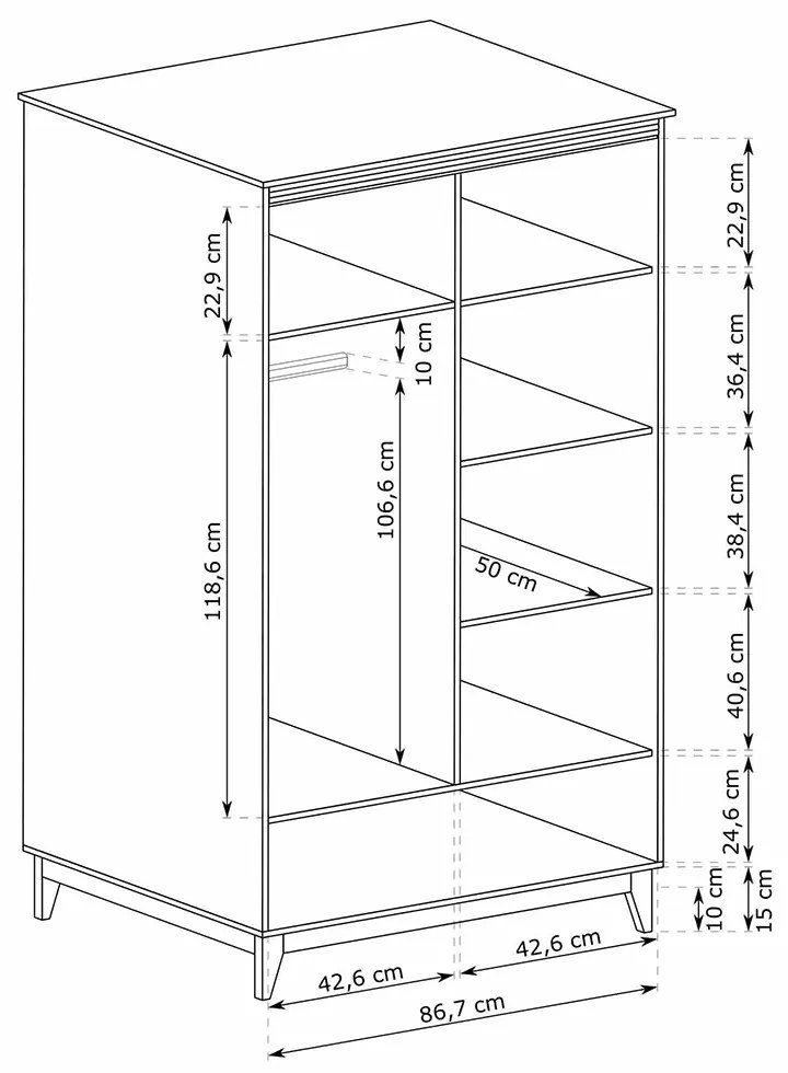 WINDSOR k | šatní skříň W-10 | 92 cm | kašmír