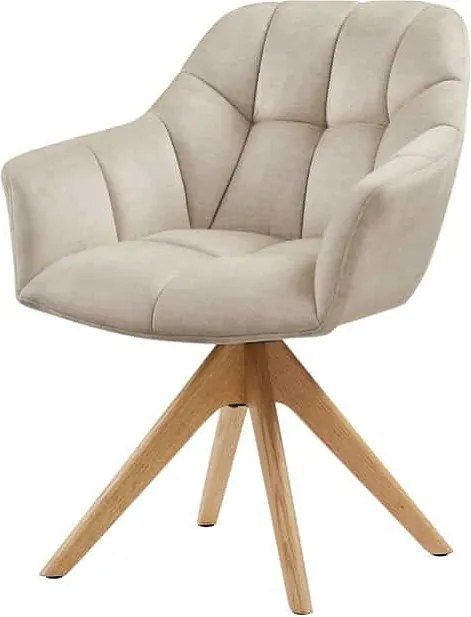 Designová otočná židle Vallerina béžový samet / dub