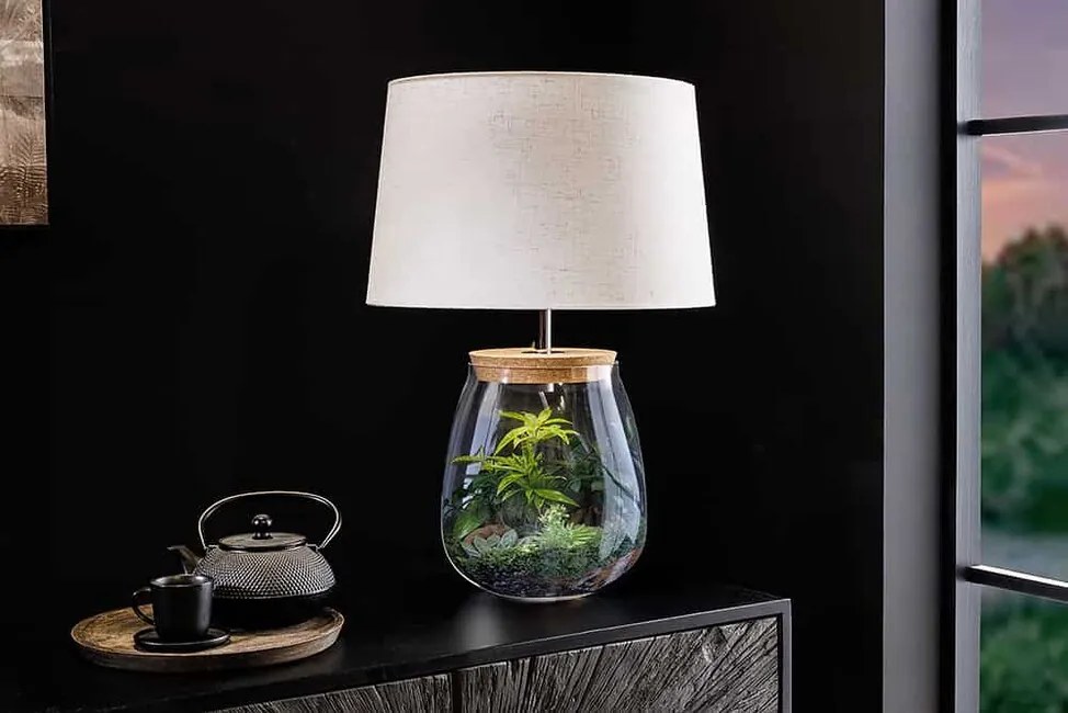 Plnitelná skleněná stolní lampa Forest 60cm