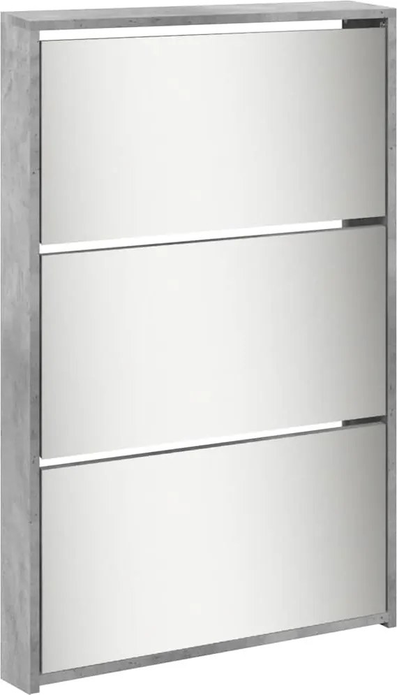 Botník se zrcadlem 5patrový betonově šedý 63 x 17 x 169,5 cm 3228281