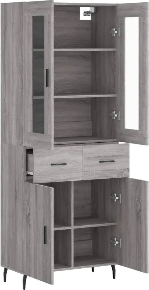 Skříň highboard šedá sonoma 69,5 x 34 x 180 cm kompozitní dřevo 3198551
