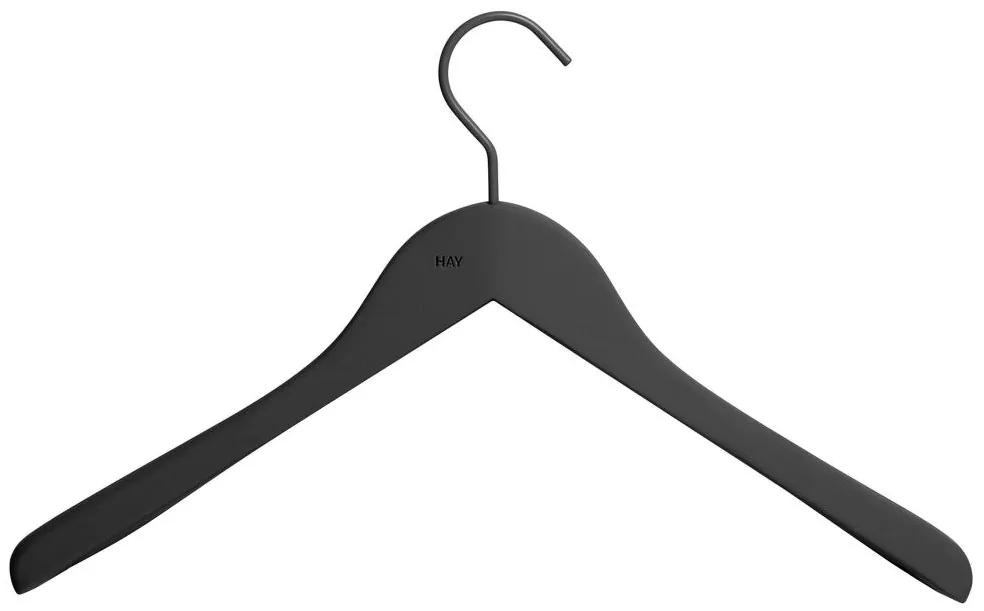 HAY Ramínka Soft Coat Hanger Wide Black, set 4ks