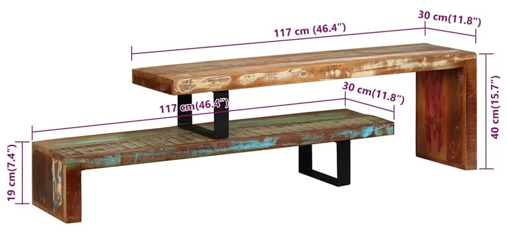 vidaXL Marketos TV stolek masivní recyklované dřevo