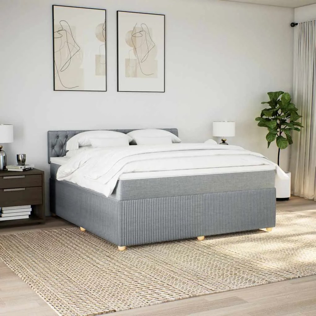Box spring postel s matrací světle šedá 180 x 200 cm textil 3287542