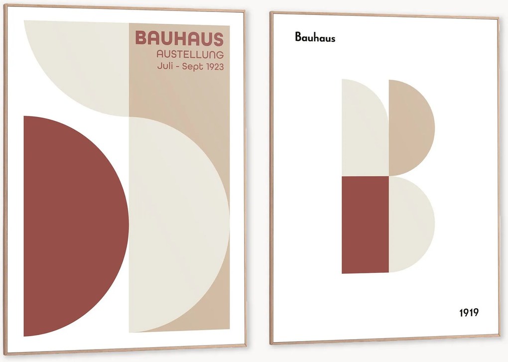 Sada zarámovaných digitálních tisků Bauhaus, 2 díly