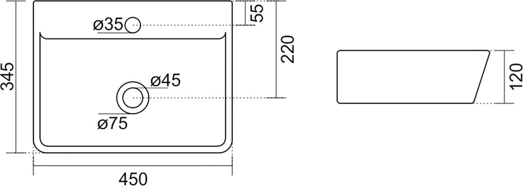 Aqualine Aqualine, REEMA keramické umyvadlo 45x35cm, bílá, NP440