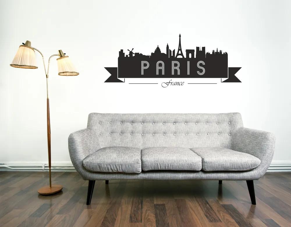 Samolepky na zeď - Paris City Barva: Stříbrná, Velikost samolepky: 80x31 cm