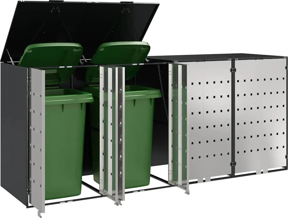 Úložný box na 3 popelnice Nerezová ocel Antracit 3394780