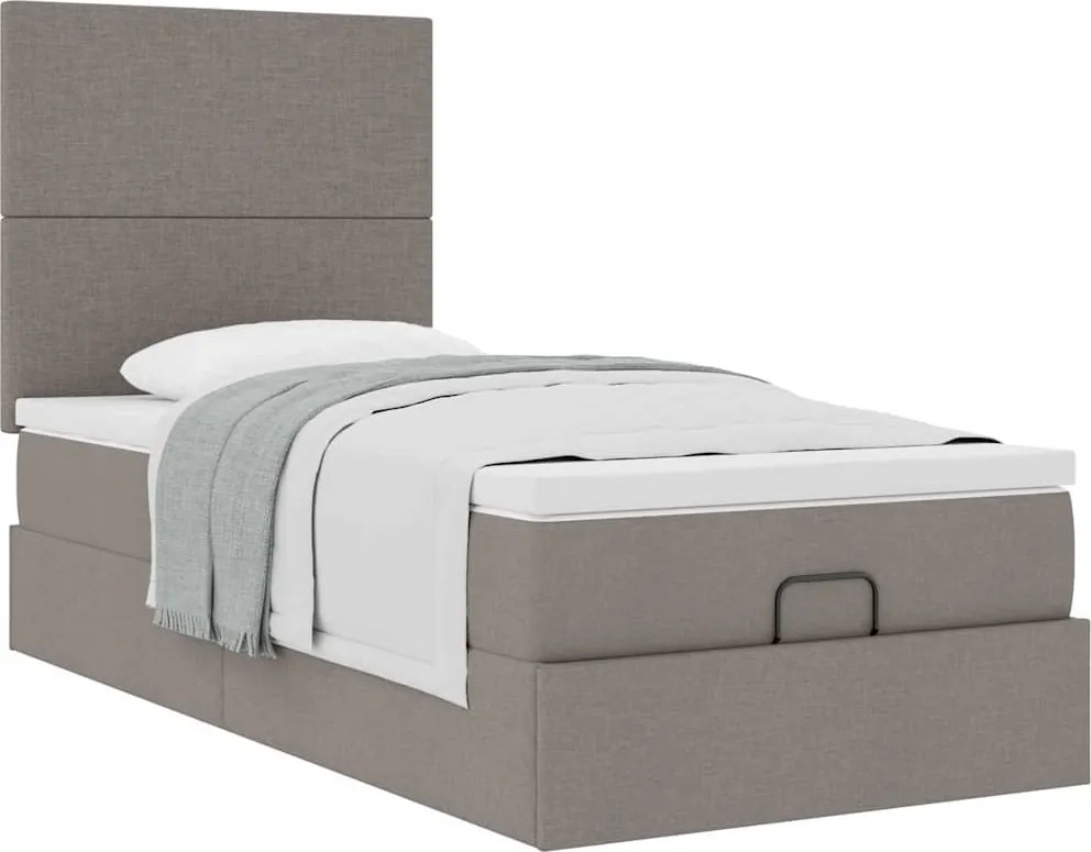 Osmanský postel s matrací taupe 90x200 cm textil 3313047
