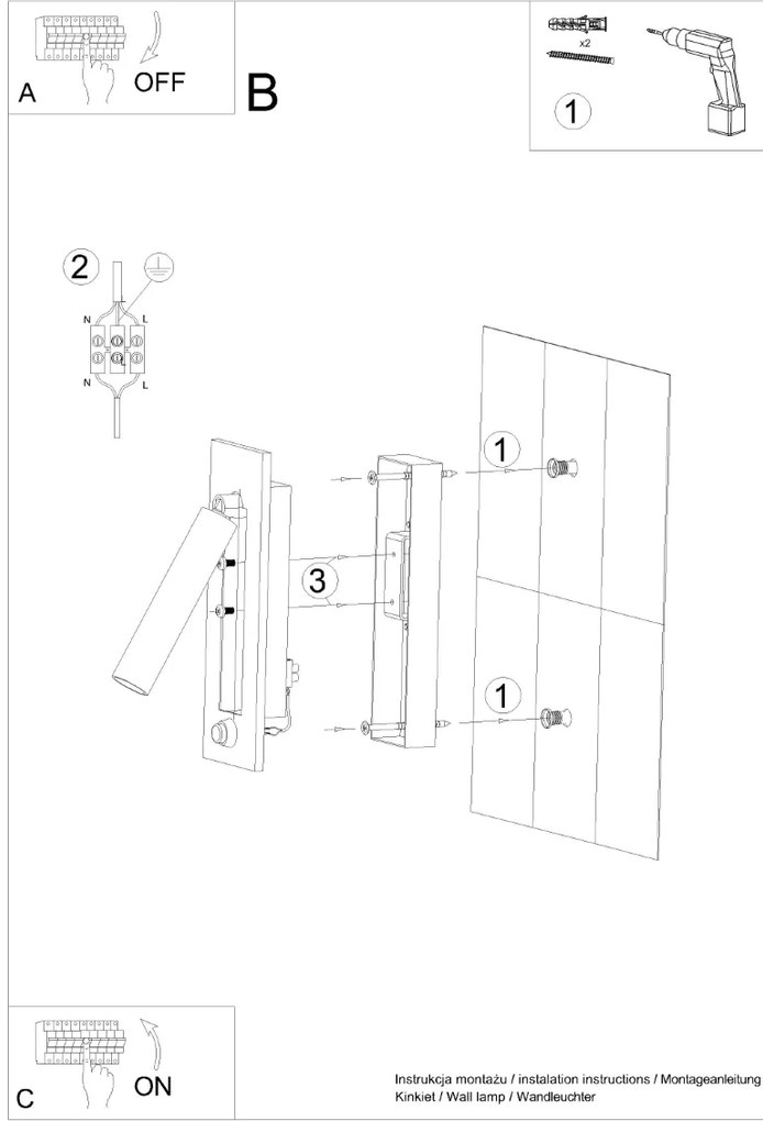 Sollux Lighting Nástěnné svítidlo ENIF Černá