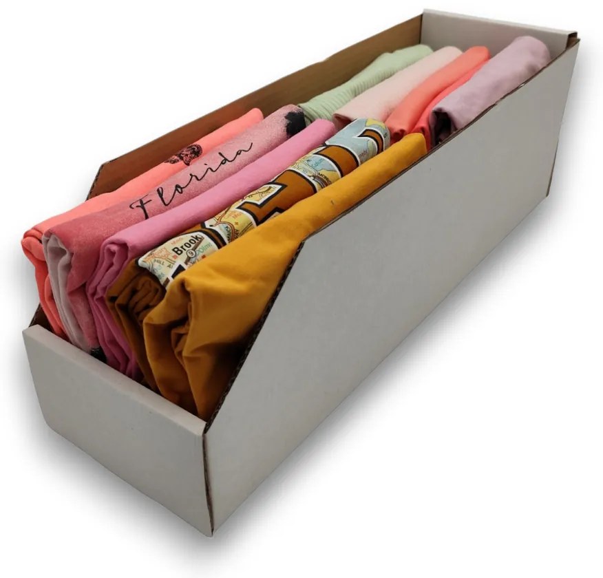 KARTON PAK Úložné boxy na oblečení, organizéry do skříně BÍLÝ KARTON 15x47cm