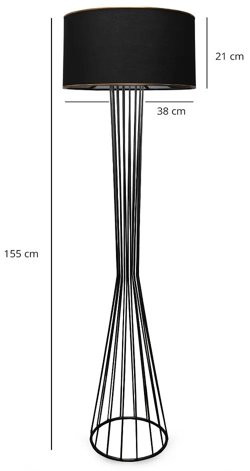 Designová stojanová lampa Fellini 155 cm černá