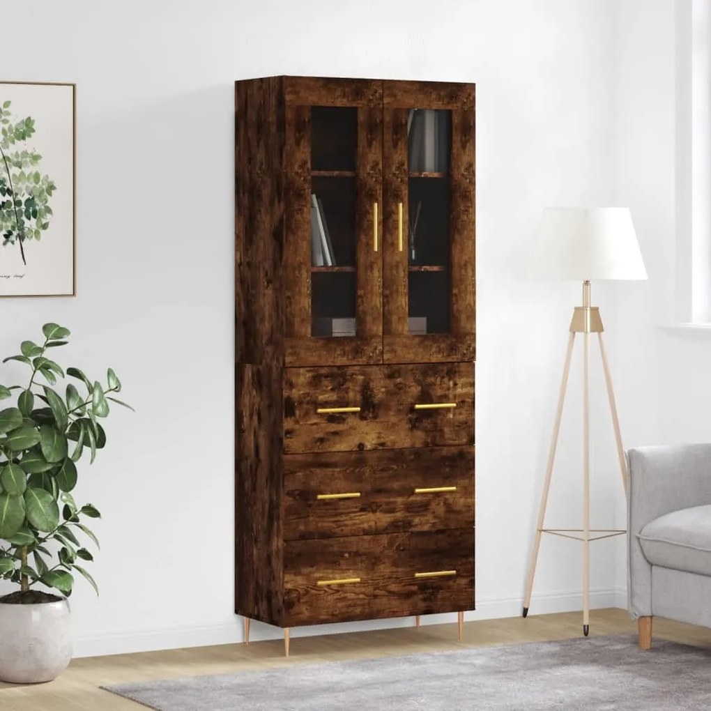 vidaXL Skříň highboard 69,5 x 34 x 180 cm kompozitní dřevo [3198399] Barva: bílá s vysokým leskem