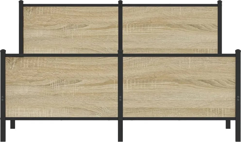Kovový rám postele bez matrace dub sonoma 150 x 200 cm 3301362