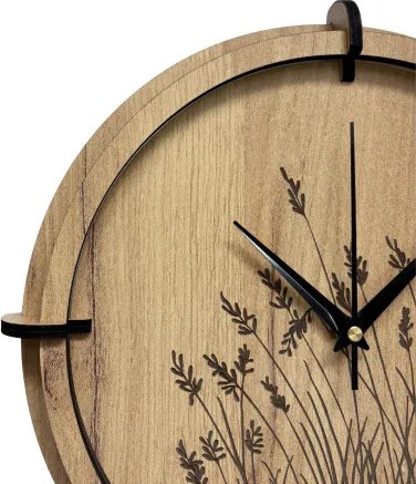Dřevěné nástěnné hodiny s přírodním motivem Designová dekorace | SENTOP HDF0587-GOLD-OAK