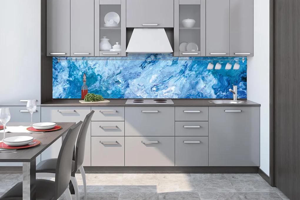 DIMEX | Fototapeta do kuchyně Modrý abstrakt KI-260-158 | 260 x 60 cm | modrá, bílá