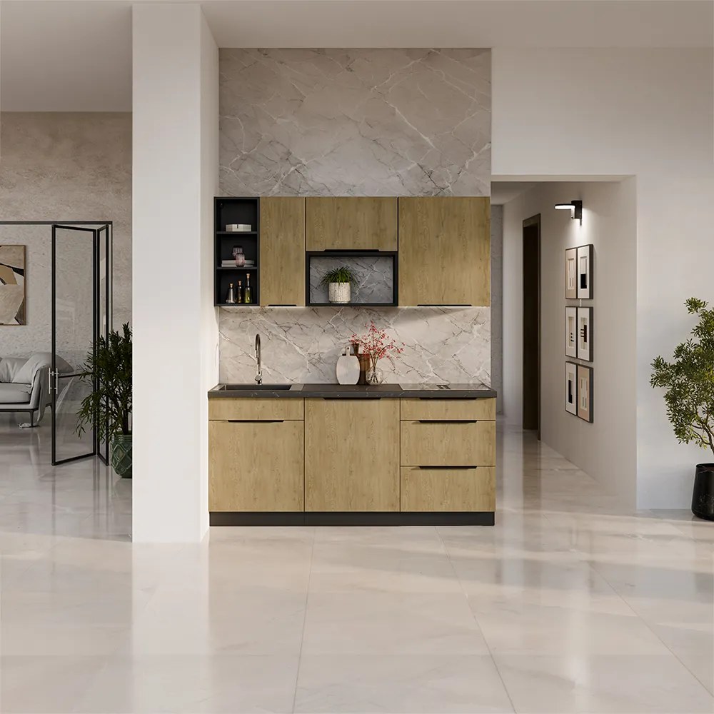 CREMONA cc | vysoká skříňka 60 DKS-210 3S1F potravinová | UNI DVÍŘKA | 60 cm | PREMIUM BOX | černá/cremona