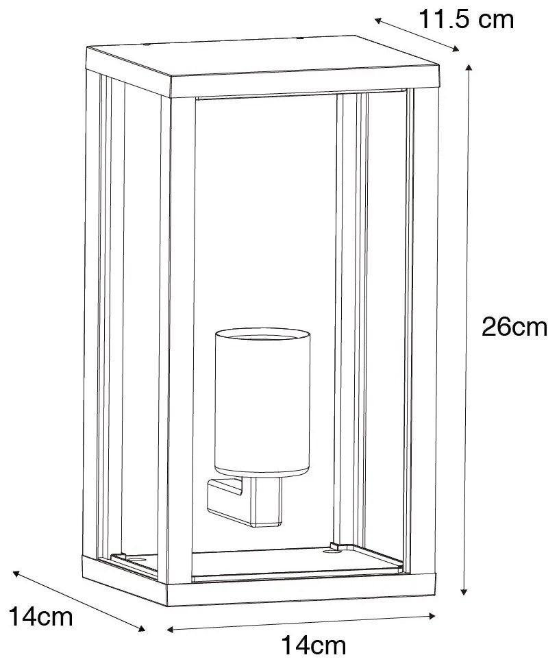 Venkovní nástěnné svítidlo černé s žebrovaným sklem IP44 - Charlois
