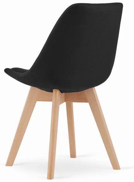 Set dvou jídelních židlí NORI černé s knoflíky (hnědé nohy) 2ks