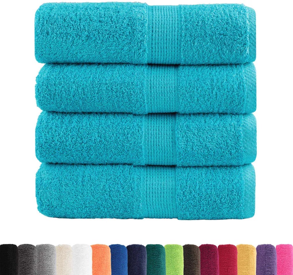 Premium ručníky SOLUND 4 ks tyrkysové 30 x 50 cm 600 g/m² 137447