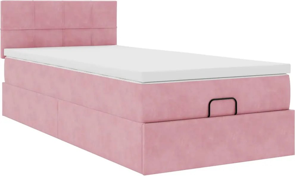 Osmanský rám postele s matrací růžová 100x200cm samet 3311758