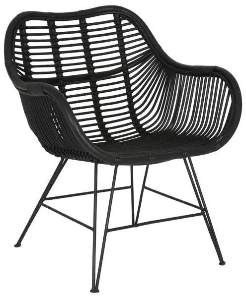 Ratanová židle s područkami černá