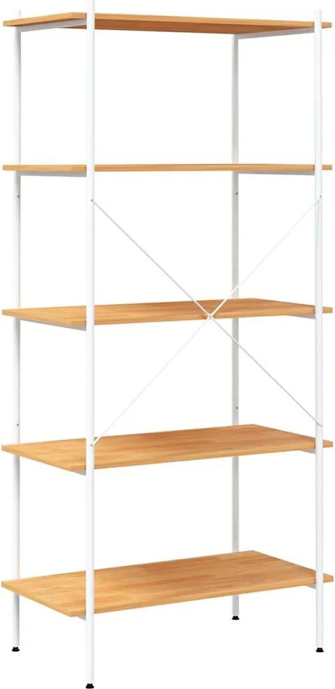 Policový regál s 5 policemi bílý a dub 80 x 40 x 163 cm 336350