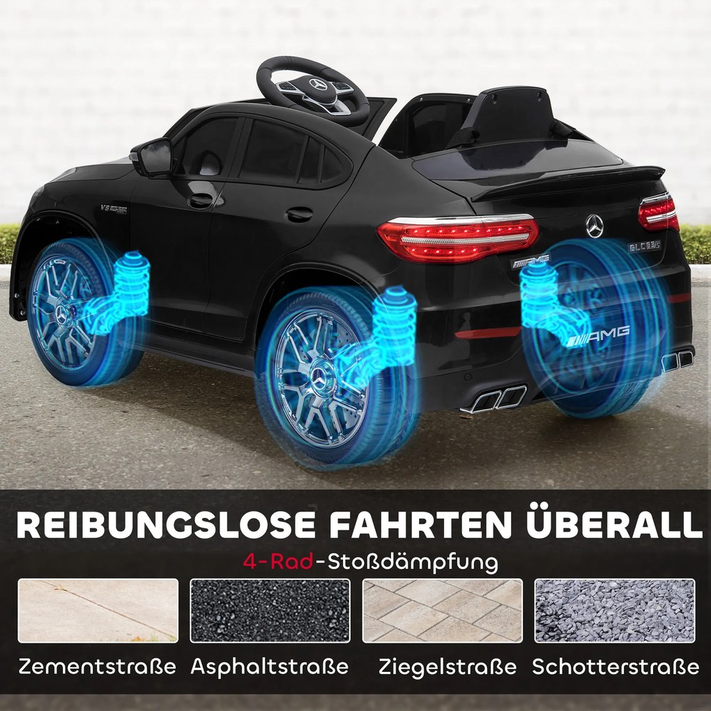HOMCOM dětské autíčko Mercedes-Benz AMG GLA45 licencované elektrické autíčko s dálkovým ovládáním MP3 bezpečnostní pásy pro 37-60 měsíců Černá