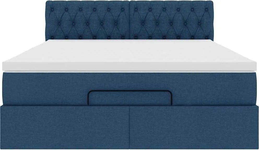 Osmanský postel s matrací modrá 140x190 cm textil 3311545