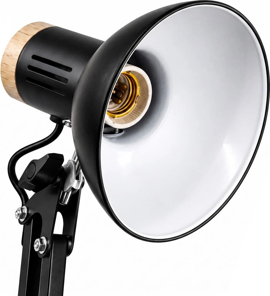 Toolight Toolight, JNH044-1T, stolní lampa s nastavitelným ramenem, 1× E27, černá, OSW-56235