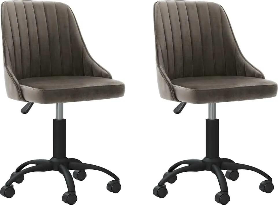 vidaXL Otočné jídelní židle 2 ks samet [330762] Barva: Tmavě šedá