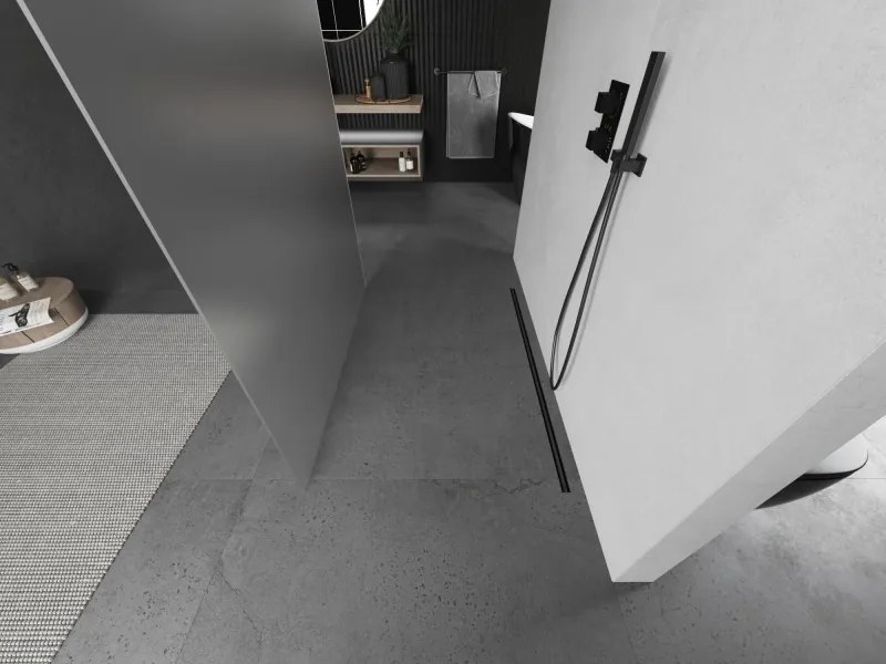 Mexen Kioto, sprchová zástěna Walk-In 100 x 200 cm, 8mm sklo námraza, grafitový profil, 800-100-002-95-30