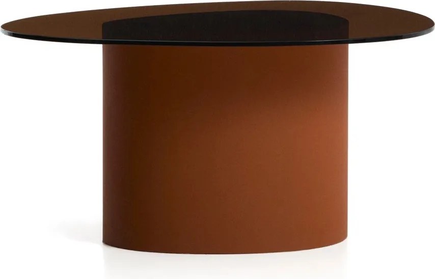 Hnědý konferenční stolek se skleněnou deskou 74x81,5 cm Olir – Kave Home