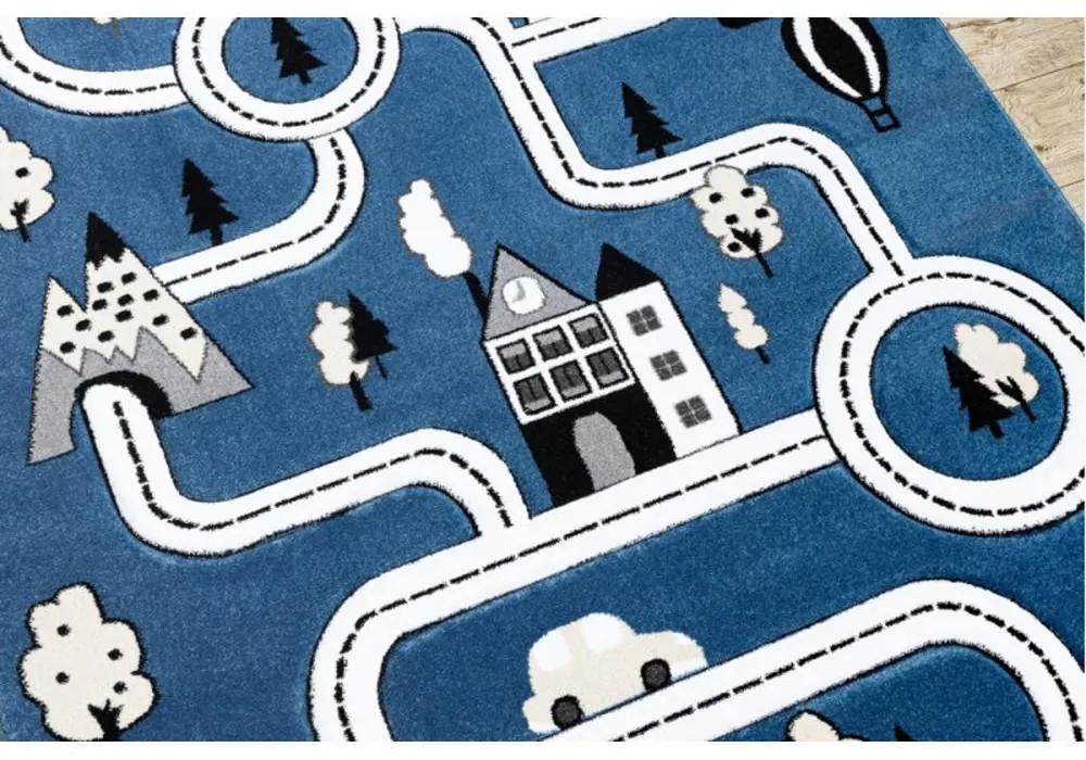 Dětský kusový koberec Cesty ve městě modrý 160x220cm