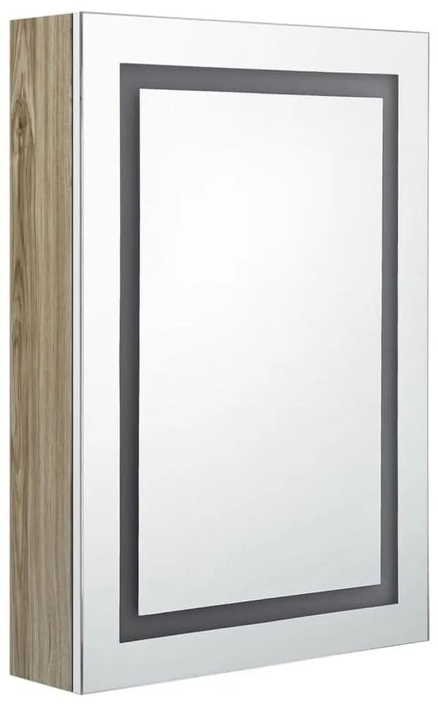 Petromila LED koupelnová skříňka se zrcadlem bílá a dub 50 x 13 x 70 cm