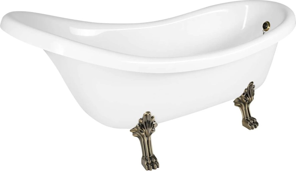 Polysan Retro - Volně stojící vana 174,5x82 cm, bílá/bronz 43388