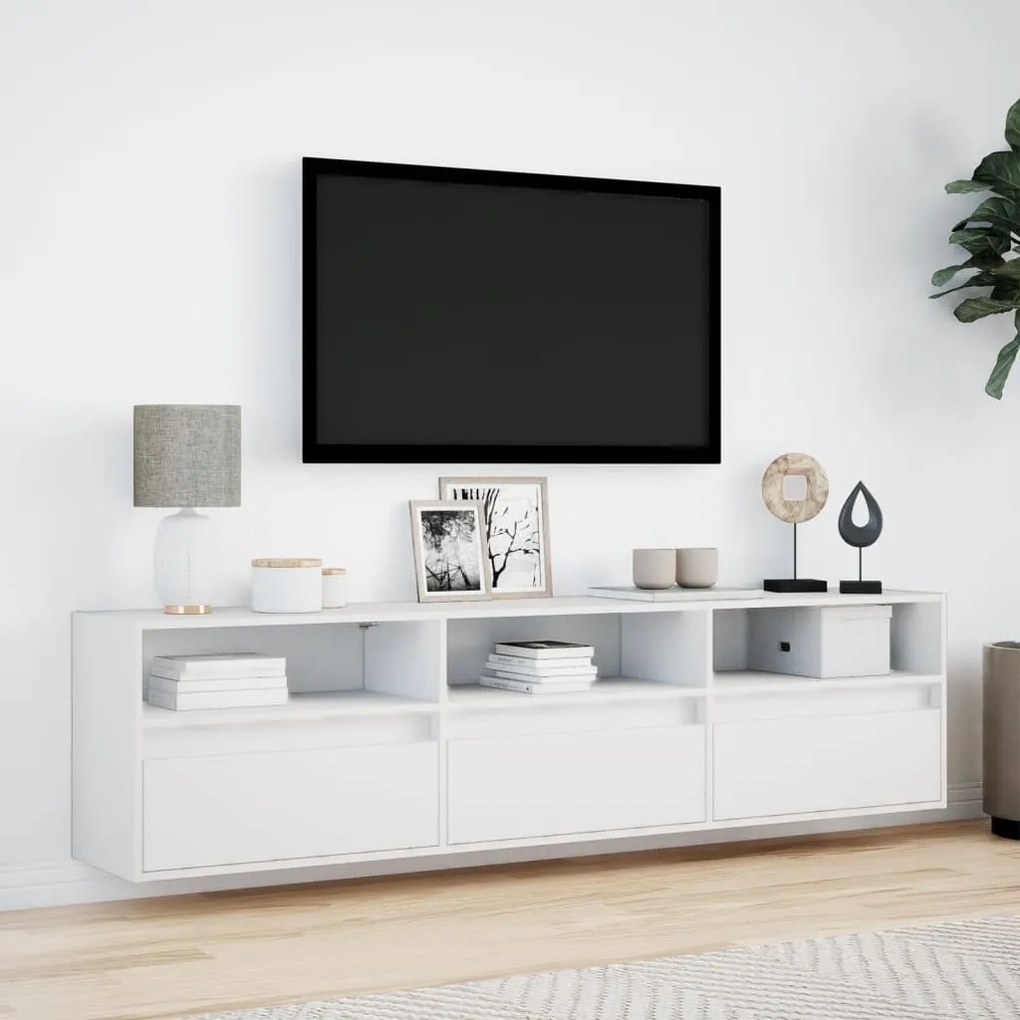 Nástěnná TV skříňka s LED bílá 180 x 31 x 45 cm 3307940