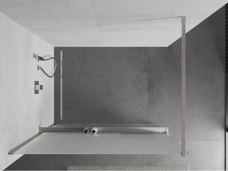 Mexen Kioto+, sprchová zástěna Walk-In s poličkou a věšákem 70 x 200 cm, 8mm sklo námraza, broušená ocel profil, 800-070-121-97-30
