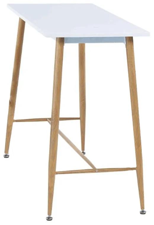 Barový stůl, bílá / buk, 110x50 cm, DORTON