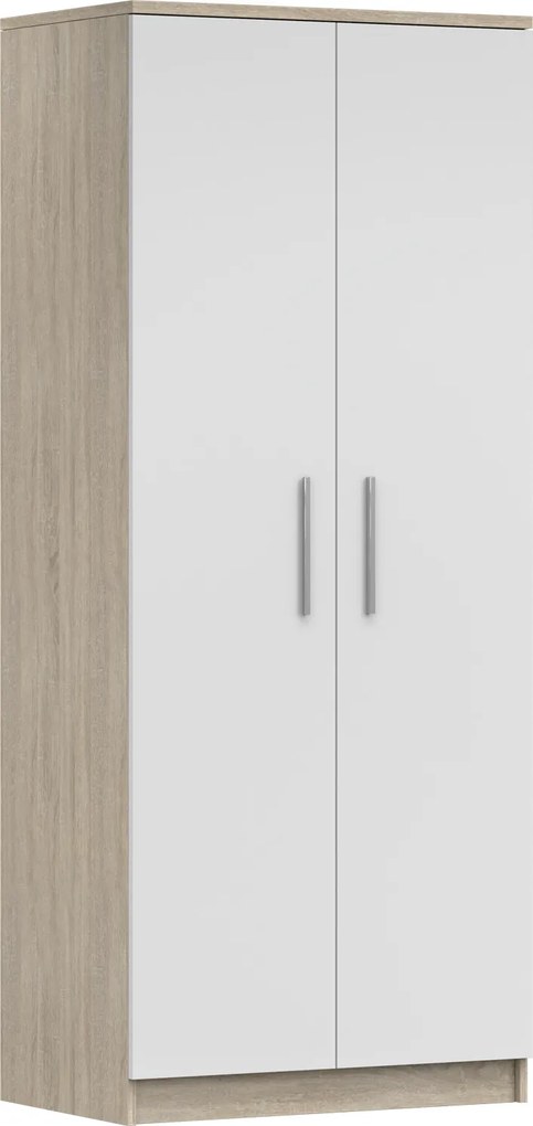 IDZ Šatní skříň OMEGA III 2D 06, 80 cm Dub Sonoma/Bílá