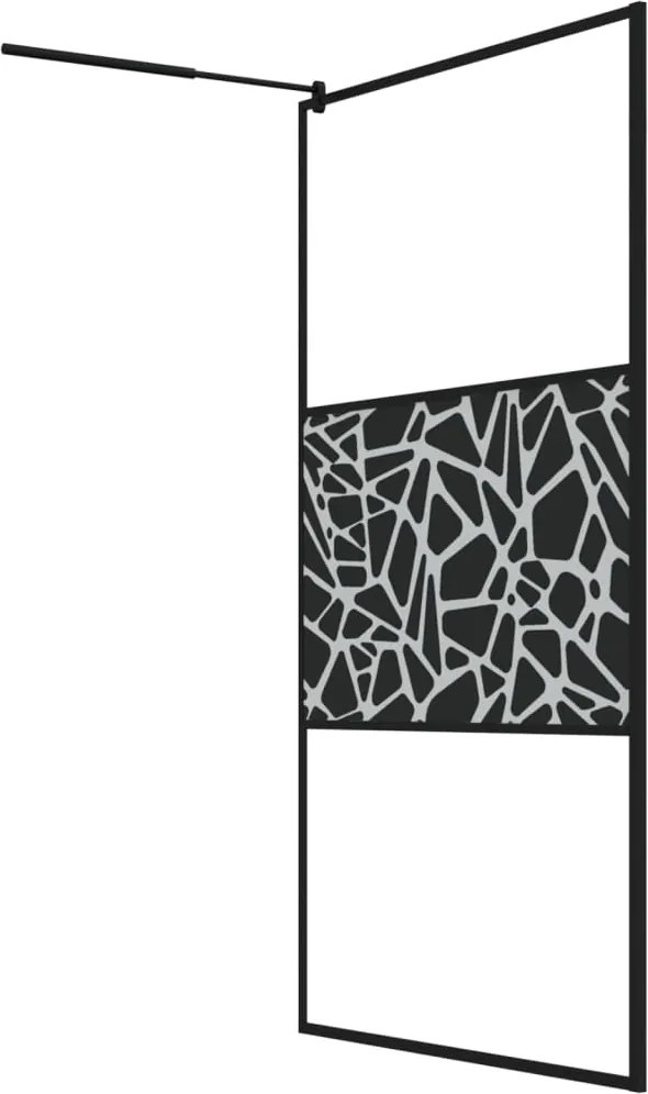 Zástěna do průchozí sprchy s policí černá 115x195 cm ESG/hliník 3185484