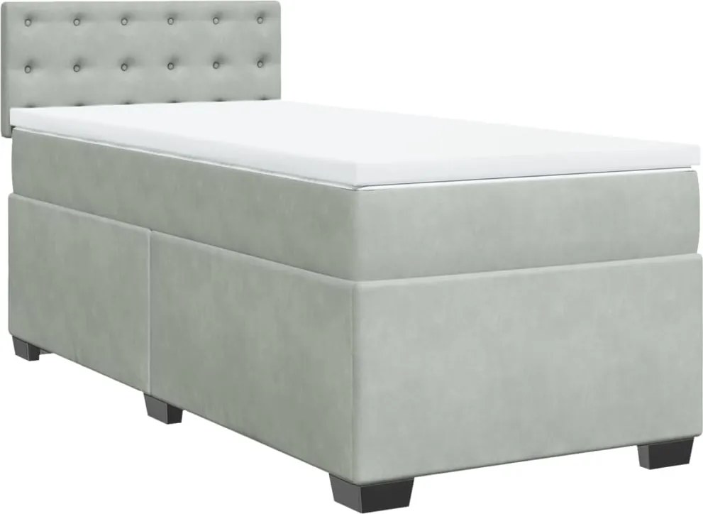 Box spring postel s matrací světle šedá 90x200 cm samet 3288510