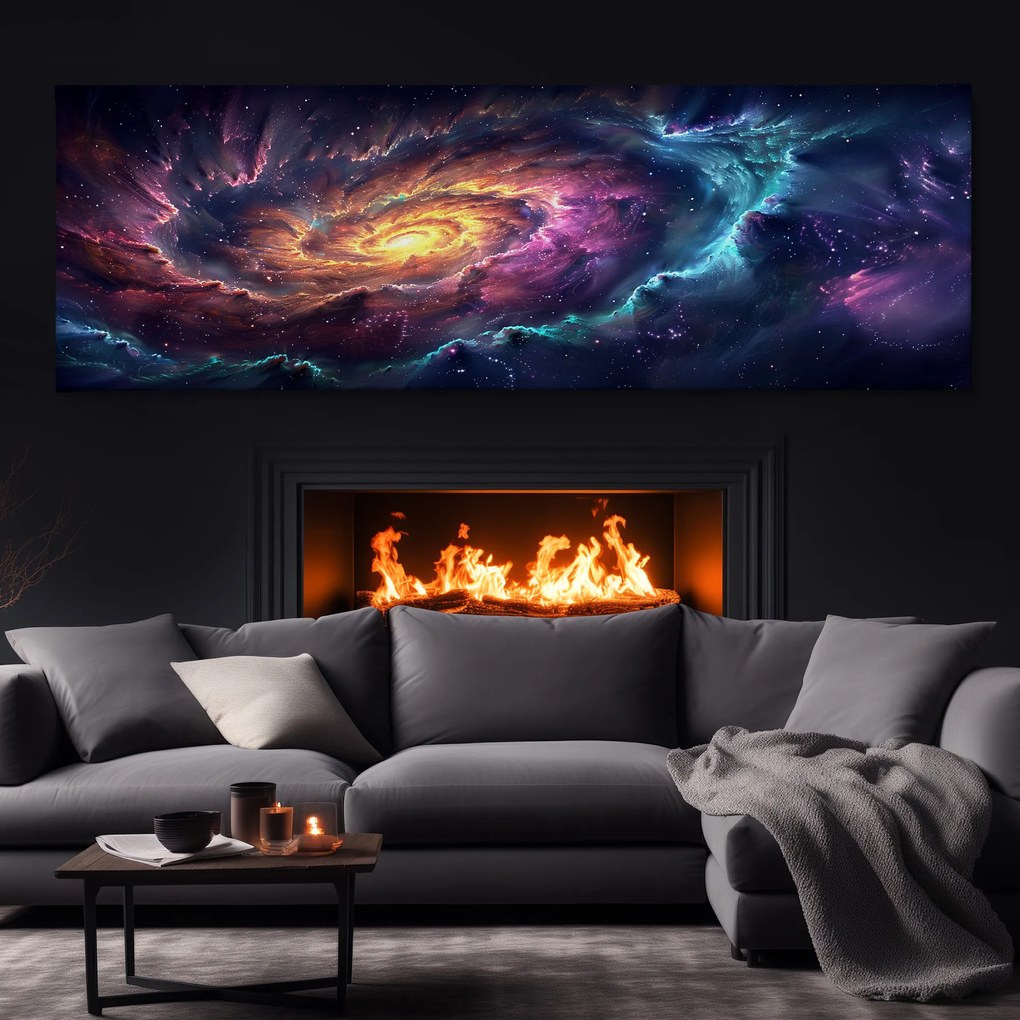 Obraz na plátně - Galaxie Risierre FeelHappy.cz Velikost obrazu: 120 x 40 cm