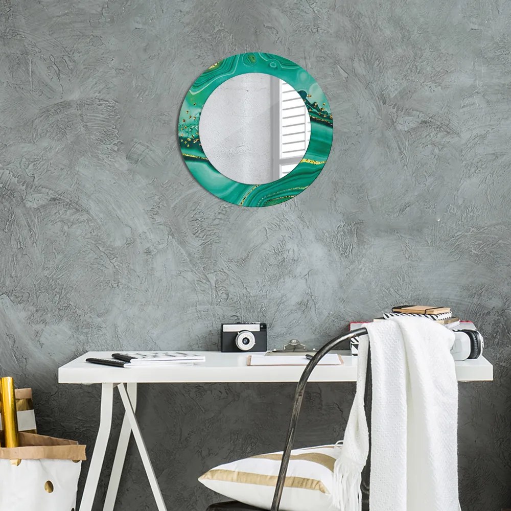 Kulaté dekorativní zrcadlo Achát jaspis marble fi 50 cm