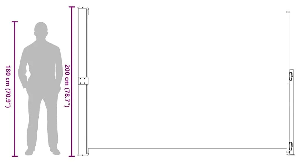 vidaXL Marketos Zatahovací boční markýza 200 x 300 cm krémová