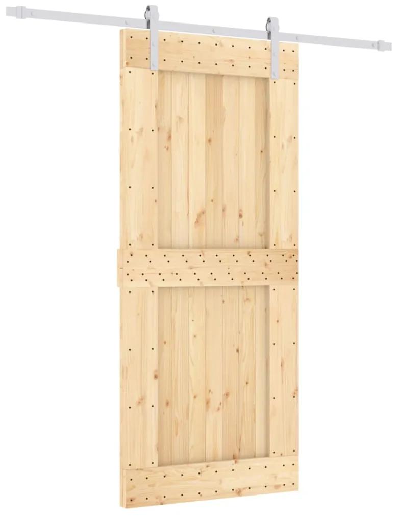 Posuvné dveře s kováním 90 x 210 cm masivní borové dřevo,  3203035